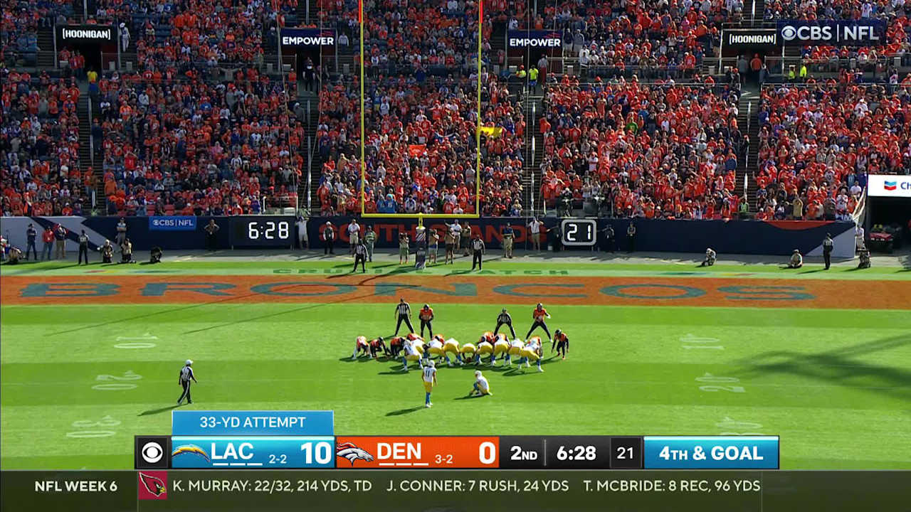 Los Angeles Chargers kicker Cameron Dicker's second made field goal is ...