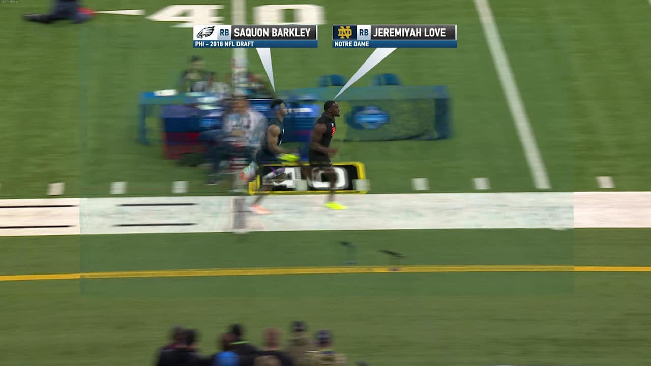 Simulcam: Running back Jeremiyah Love pulls away from Philadelphia ...
