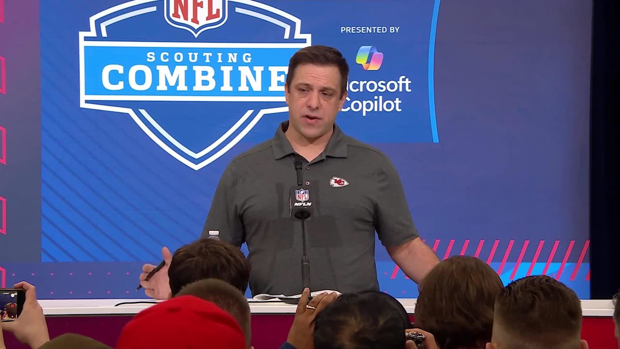 Kanas City Chiefs general manager Brett Veach provides tight end Travis ...