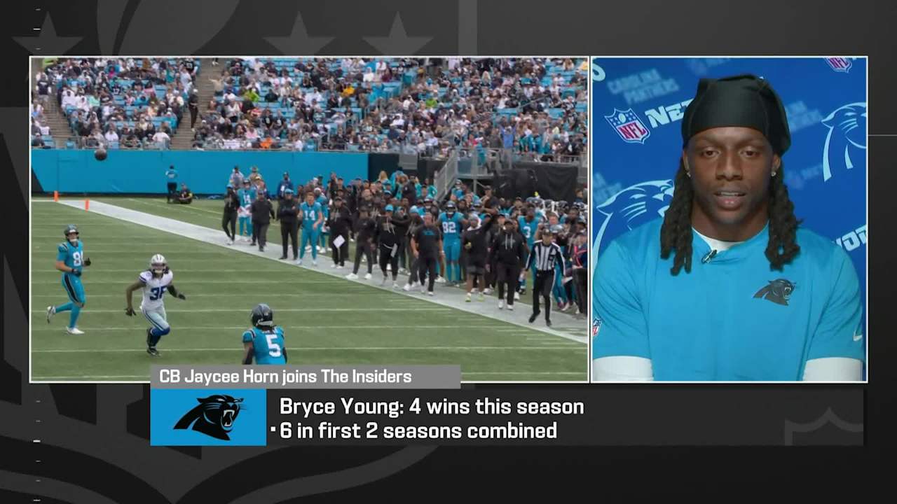 Carolina Panthers cornerback Jaycee Horn discusses his one-handed interceptions from 2025 season ...