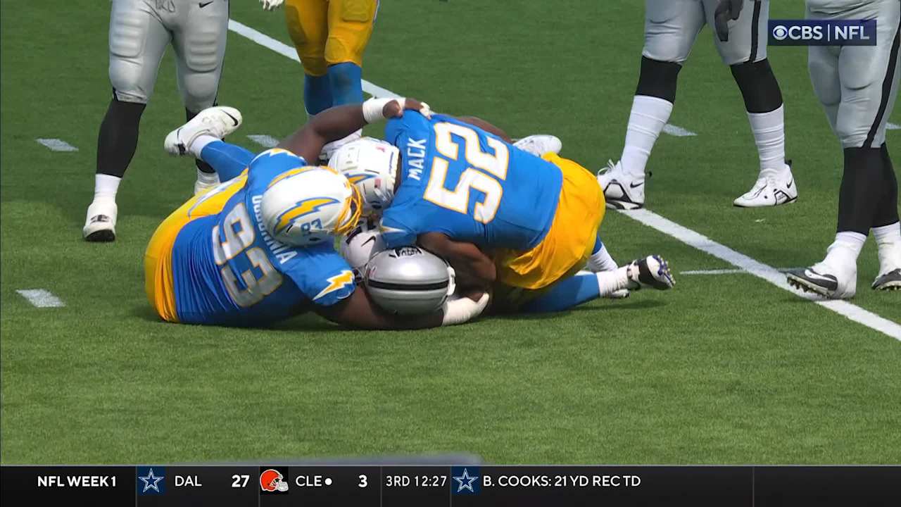 Los Angeles Chargers defensive lineman Otito Ogbonnia and outside ...