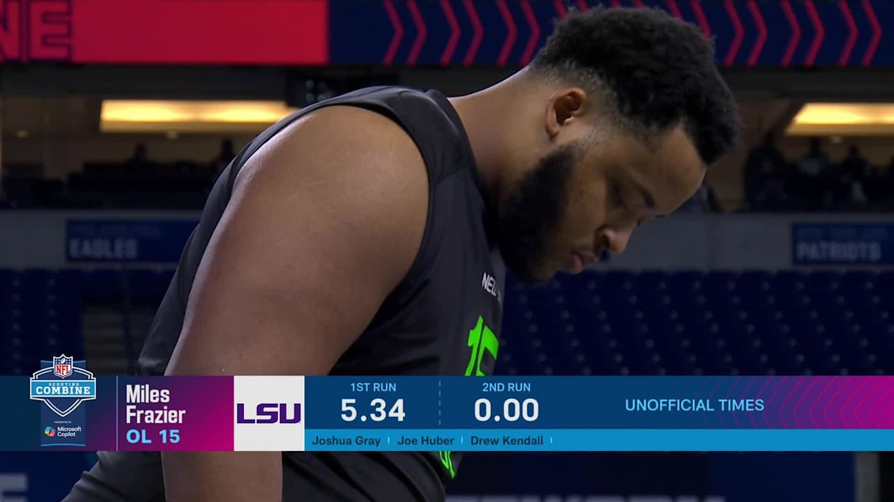 Offensive guard Miles Frazier runs official 5.24-second 40-yard dash at 2025 NFL Scouting Combine