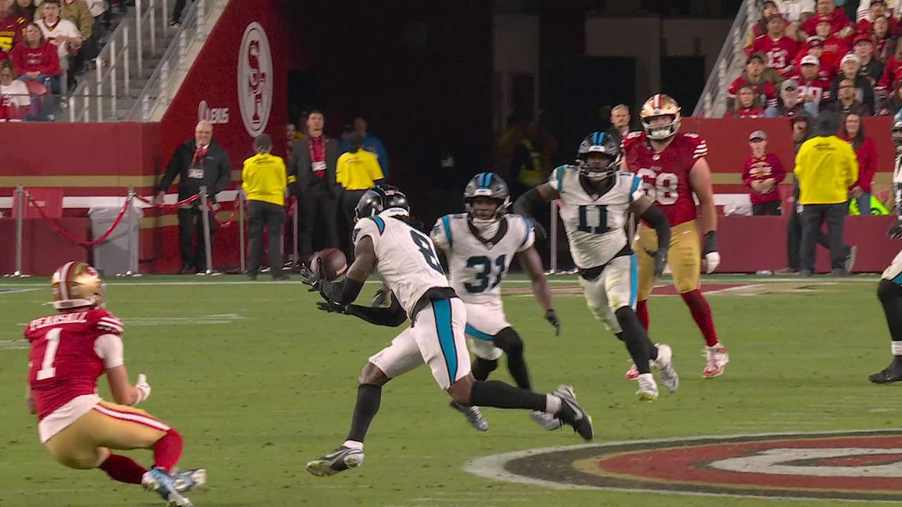 Carolina Panthers cornerback Jaycee Horn undercuts San Francisco 49ers ...