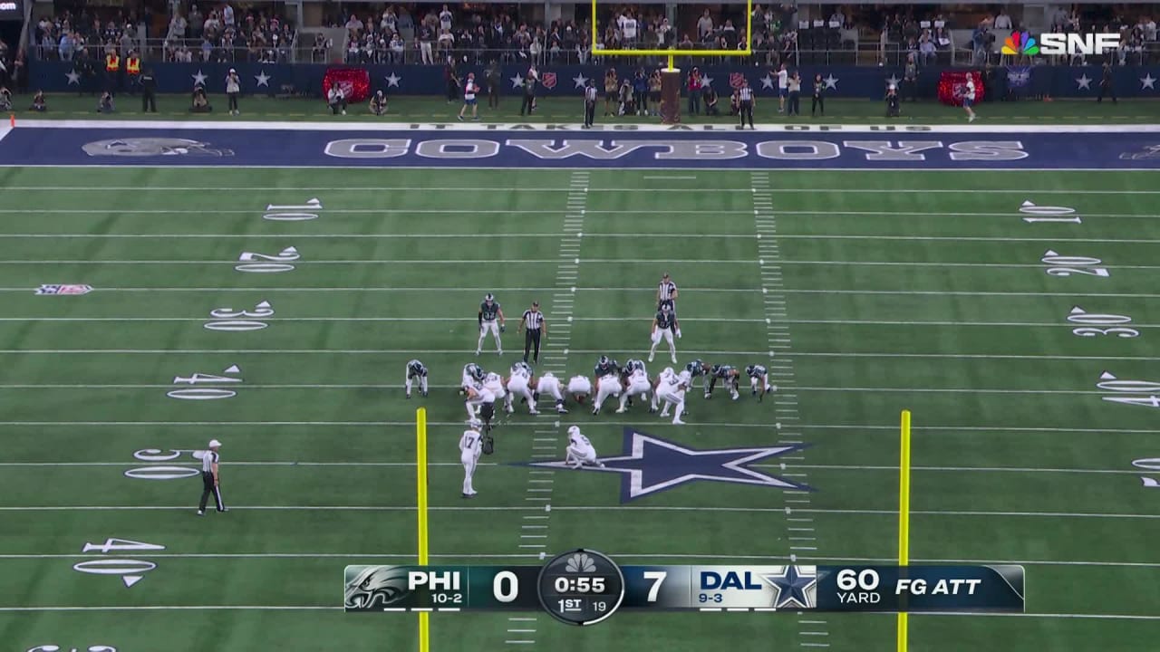 60-yard field goal! Dallas Cowboys kicker Brandon Aubrey absolutely ...