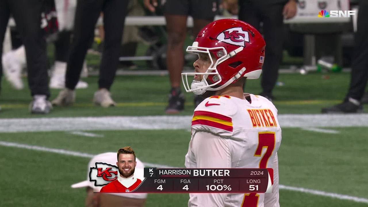 Kansas City Chiefs kicker Harrison Butker's 53-yard field goal splits ...