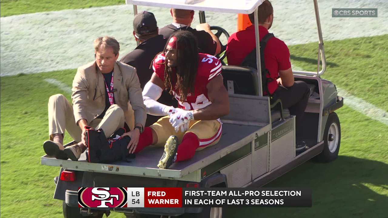 San Francisco 49ers linebacker Fred Warner carted off field after ...