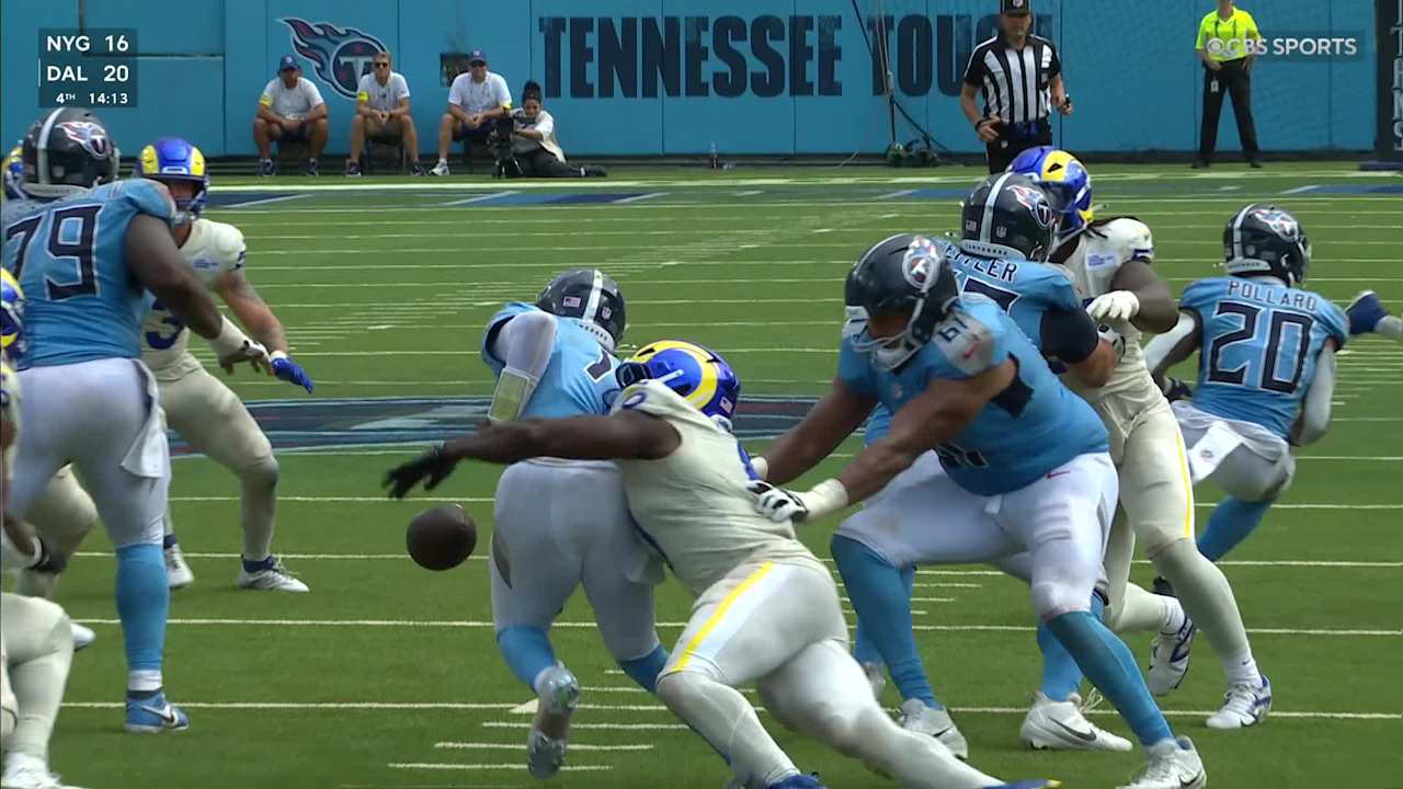 Los Angeles Rams outside linebacker Byron Young forces a Tennessee ...