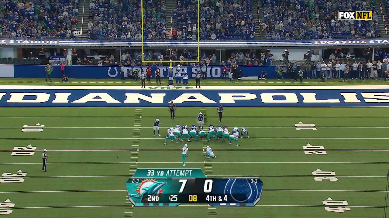 Miami Dolphins kicker Jason Sanders sends ball through uprights on 33-yard field goal