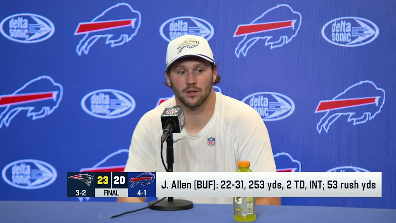 Buffalo Bills quarterback Josh Allen reacts to offensive performance ...
