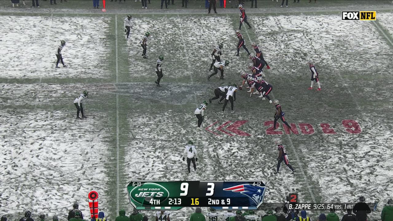 New York Jets safety Tony Adams looks like Zappe's intended WR on INT