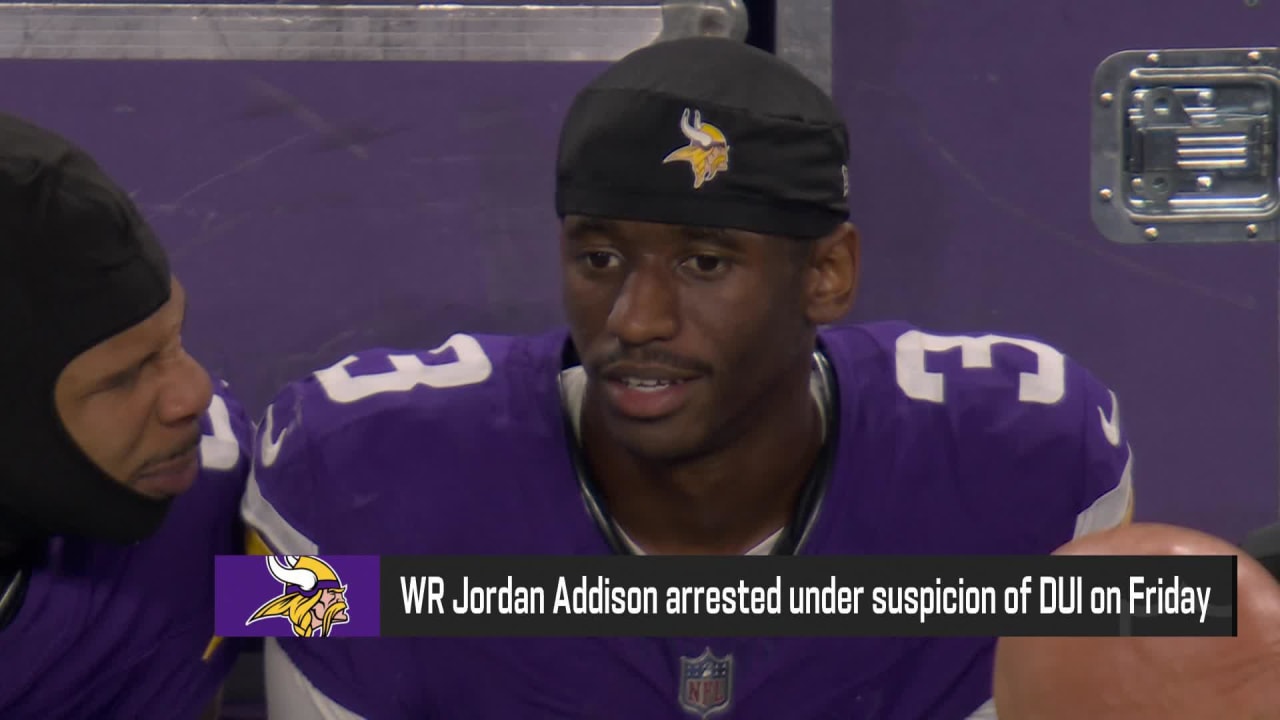 Minnesota Vikings wide receiver Jordan Addison arrested under suspicion of DUI on Friday
