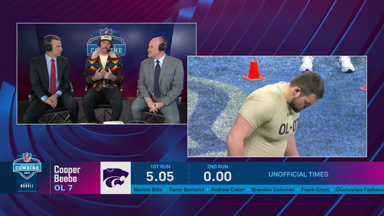 OL Cooper Beebe runs official 5.03-second 40-yard dash at 2024 combine