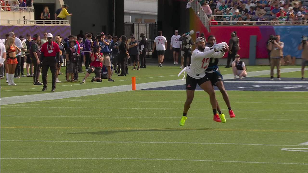Houston Texans wide receiver Nico Collins snarls the pass away from a ...