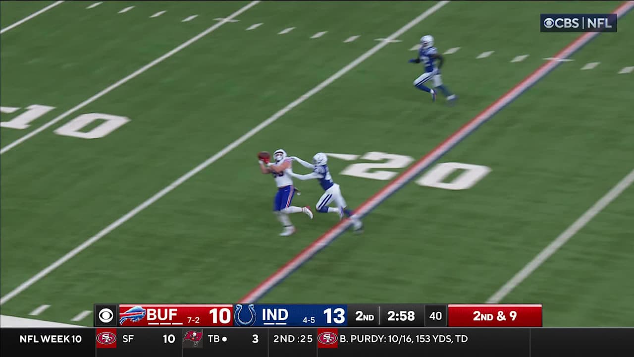 Buffalo Bills quarterback Josh Allen goes deep to tight end Dawson Knox ...