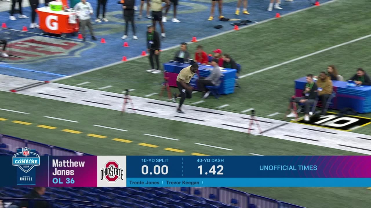Offensive guard Matthew Jones runs official 5.21-second 40-yard dash at 2024 combine