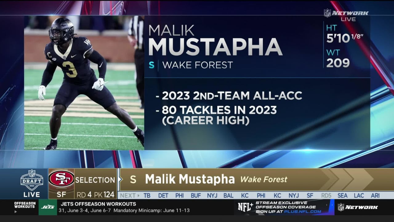 San Francisco 49ers select safety Malik Mustapha with No. 124 pick in ...