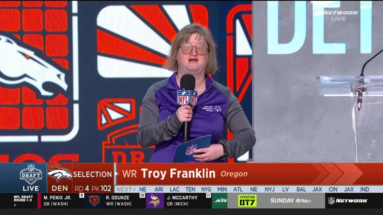 Denver Broncos select wide receiver Troy Franklin with No. 102 pick in ...