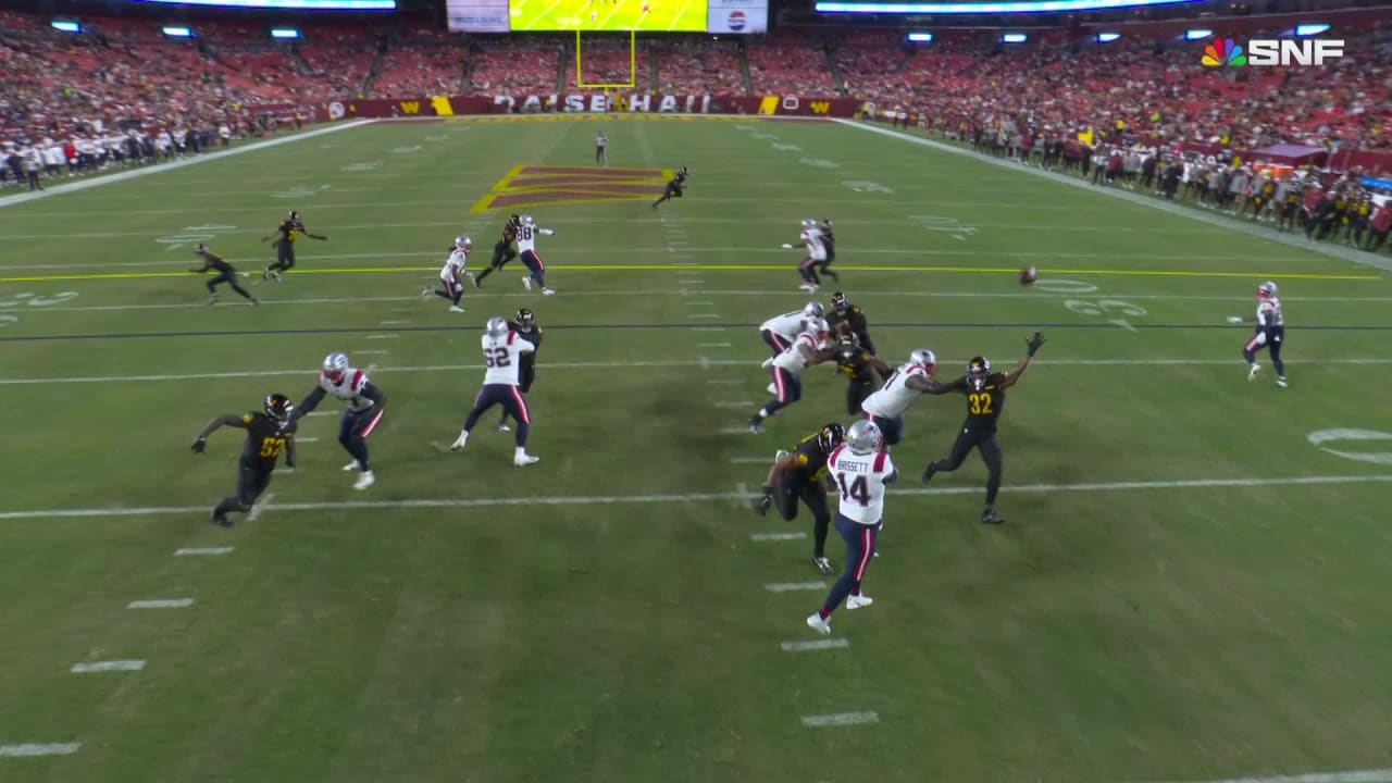 New England Patriots quarterback Jacoby Brissett beats the Washington ...