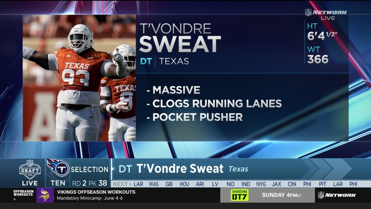 Tennessee Titans select defensive tackle T'Vondre Sweat with No. 38 ...