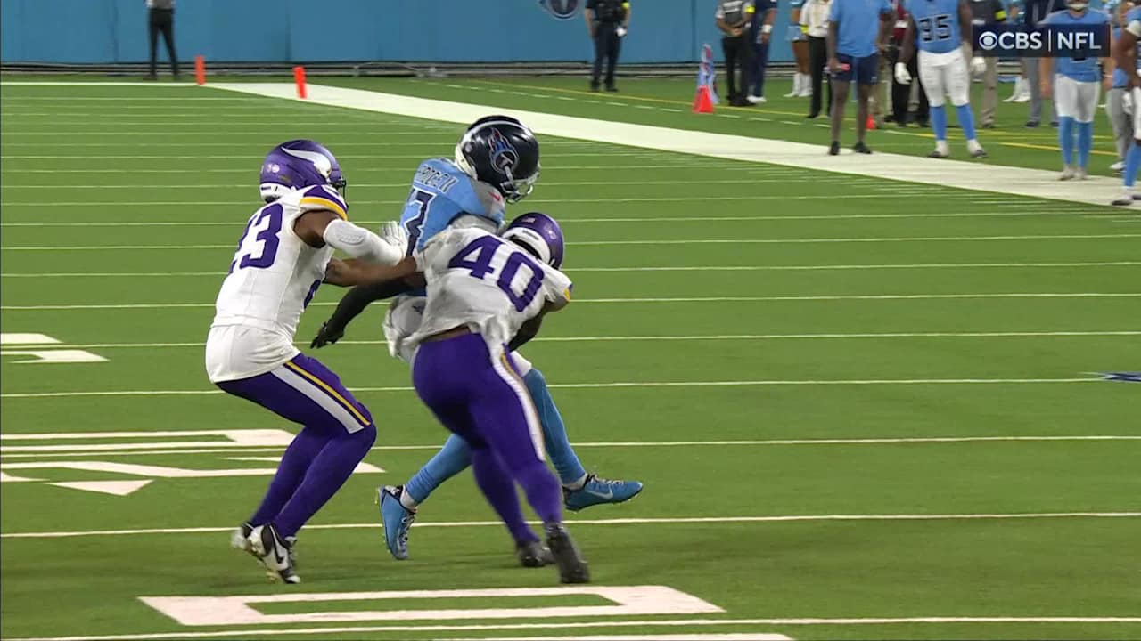 Hit-stick alert! Minnesota Vikings safety Mishael Powell lowers the ...