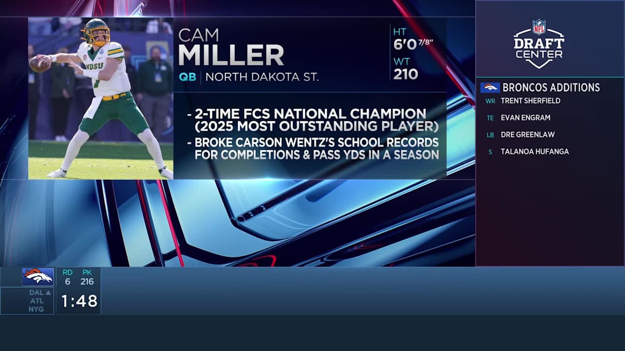 The Las Vegas Raiders select North Dakota State quarterback Cam Miller ...