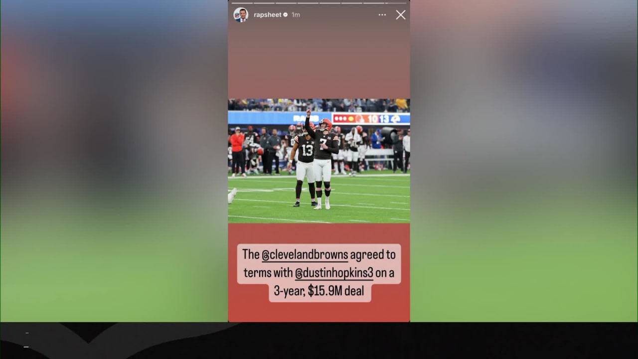 Kicker Dustin Hopkins agrees to 3-year deal with Cleveland Browns