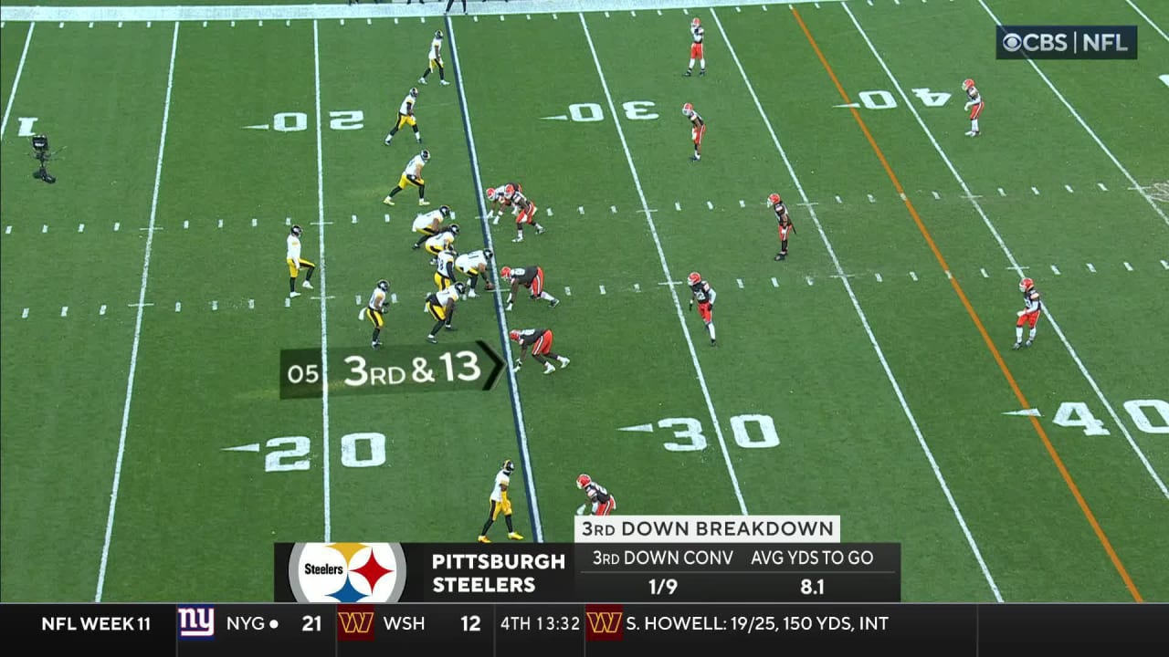 Pittsburgh Steelers running back Jaylen Warren darts upfield for 14 ...