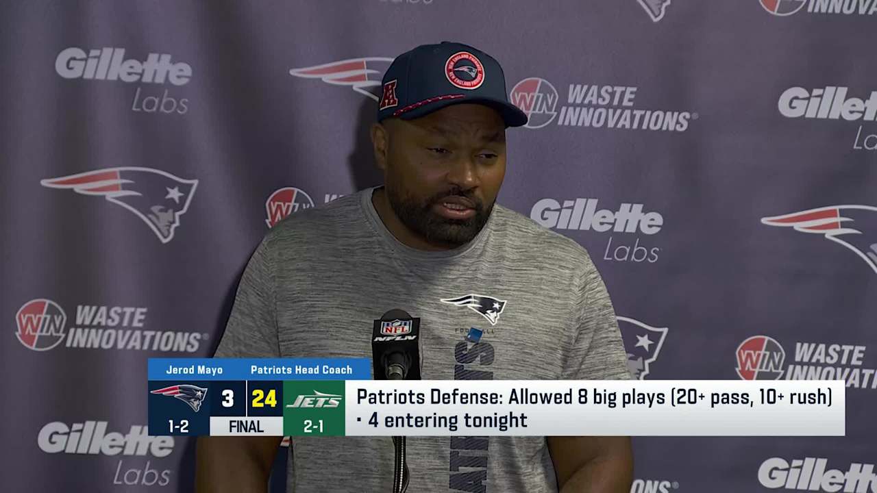 New England Patriots head coach Jerod Mayo talks Pats' o-line, rookie ...