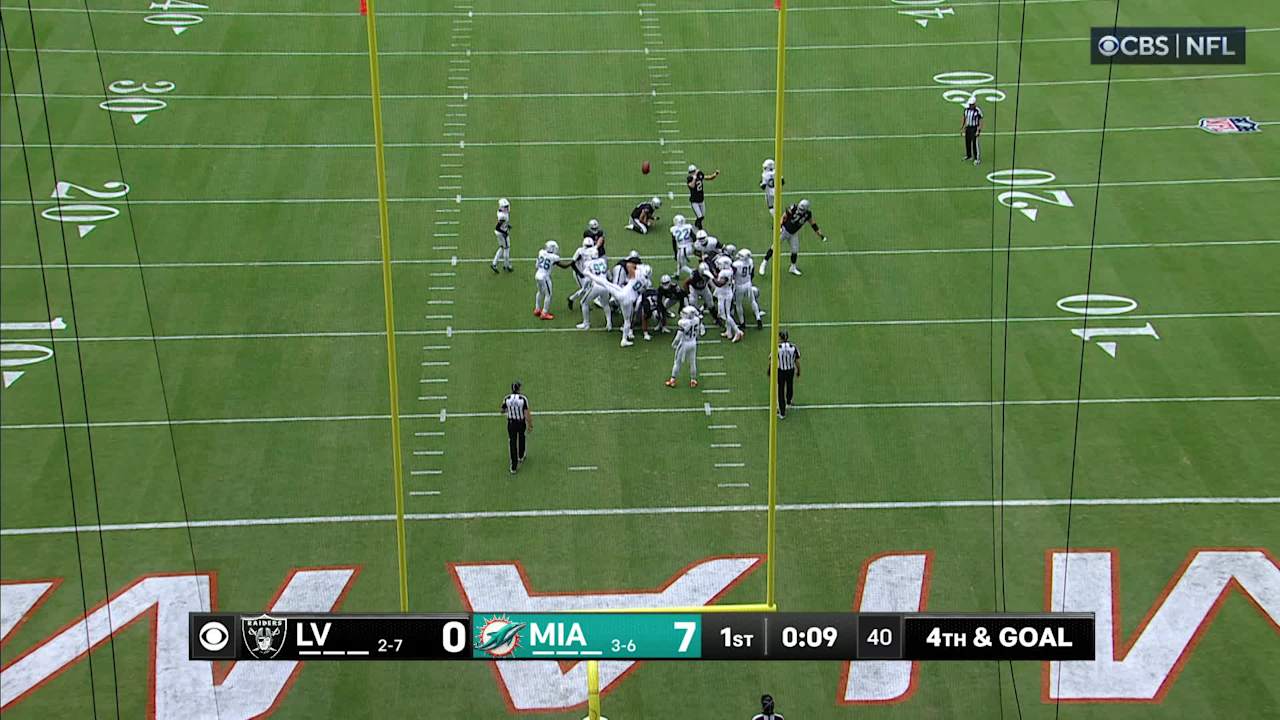 Las Vegas Raiders kicker Daniel Carlson's 27-yard FG caps Raiders' first drive vs. Dolphins