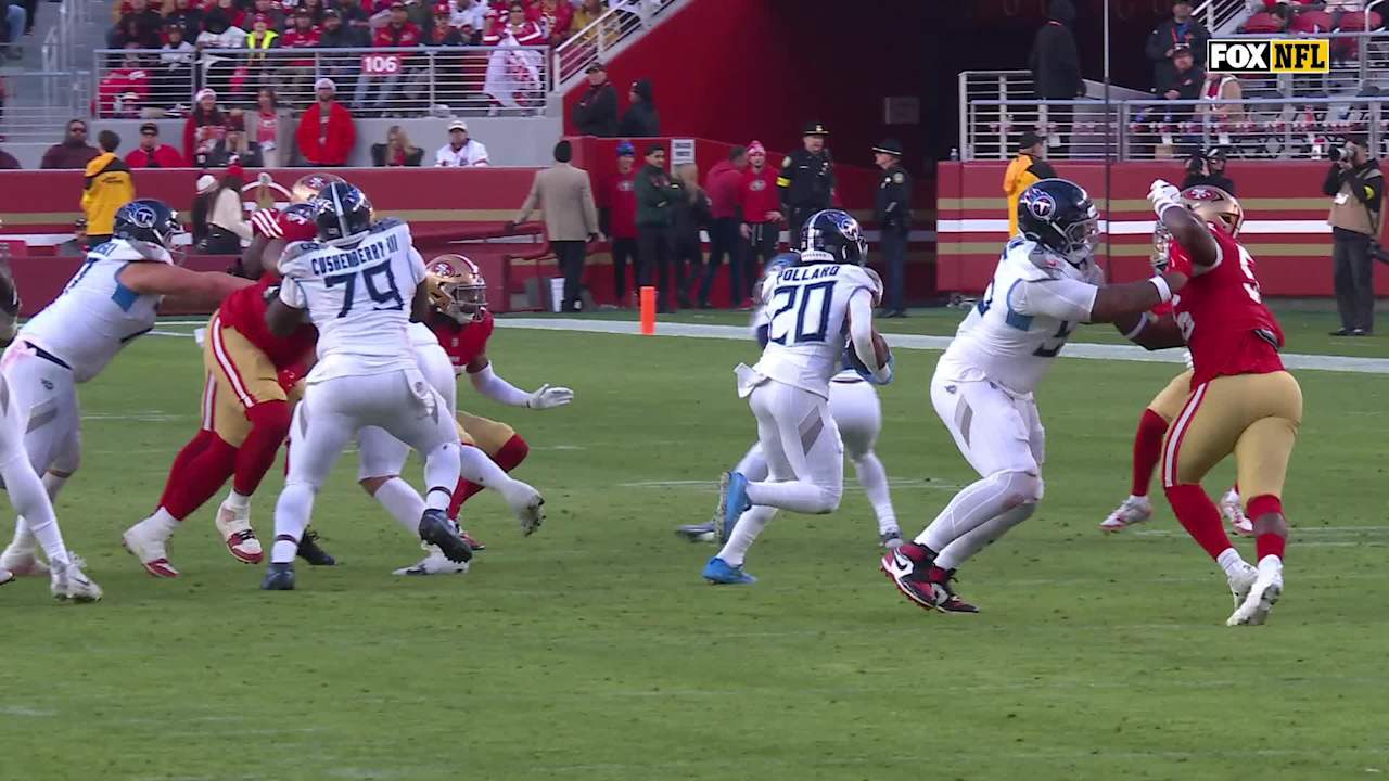 Tennessee Titans running back Tony Pollard takes handoff for 20-yard ...