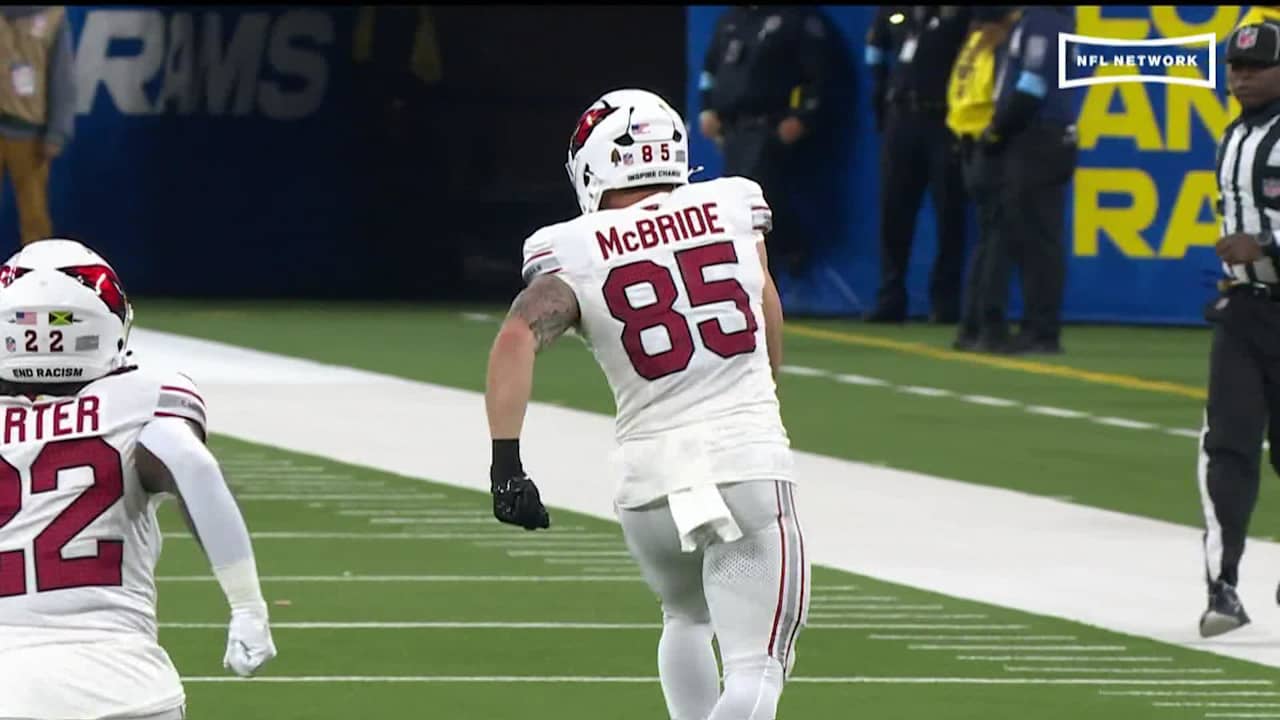 Arizona Cardinals quarterback Kyler Murray dots tight end Trey McBride ...
