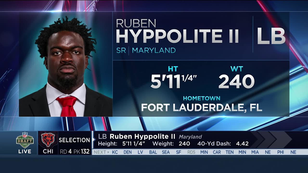 The Chicago Bears select Maryland Terrapins linebacker Ruben Hyppolite ...