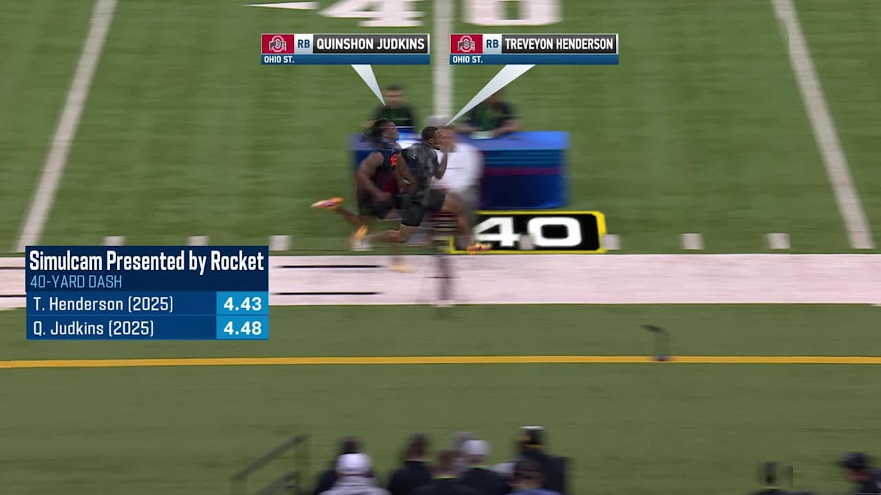 Simulcam: Running back TreVeyon Henderson outruns running back Quinshon ... Simulcam: Running back TreVeyon Henderson outruns running back Quinshon ...