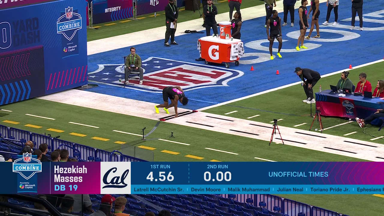 Cornerback Hezekiah Masses runs official 4.46-second 40-yard dash at ...