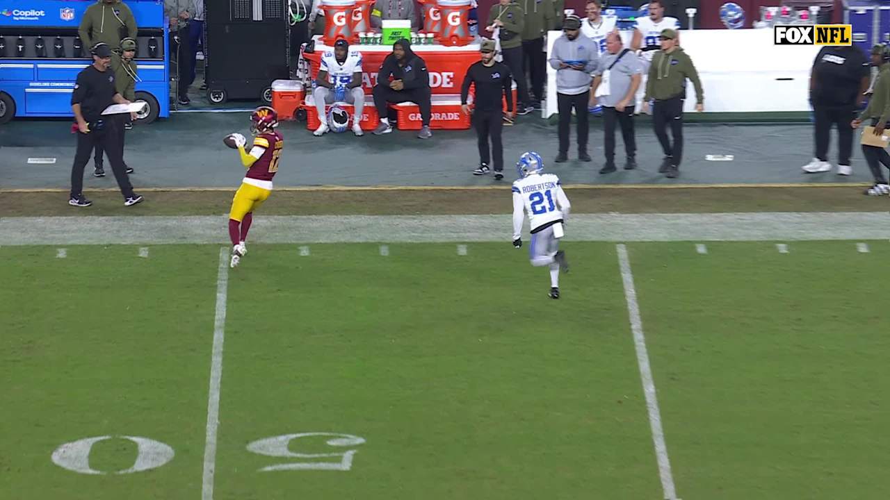 Washington Commanders wide receiver Robbie Chosen hauls in 17-yard sideline pass from ...