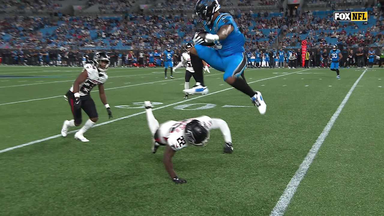 Carolina Panthers tight end Ja'Tavion Sanders' hurdle works perfectly ...