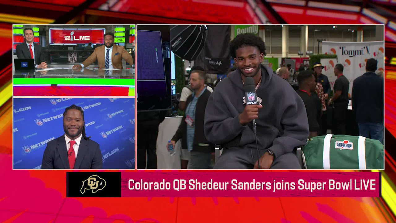 Colorado quarterback Shedeur Sanders joins 'Super Bowl Live' to chat ...
