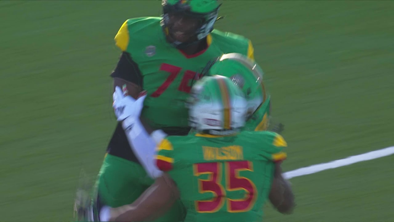 Southern University defensive tackle Rasheed Lyles shows off bull rush ...