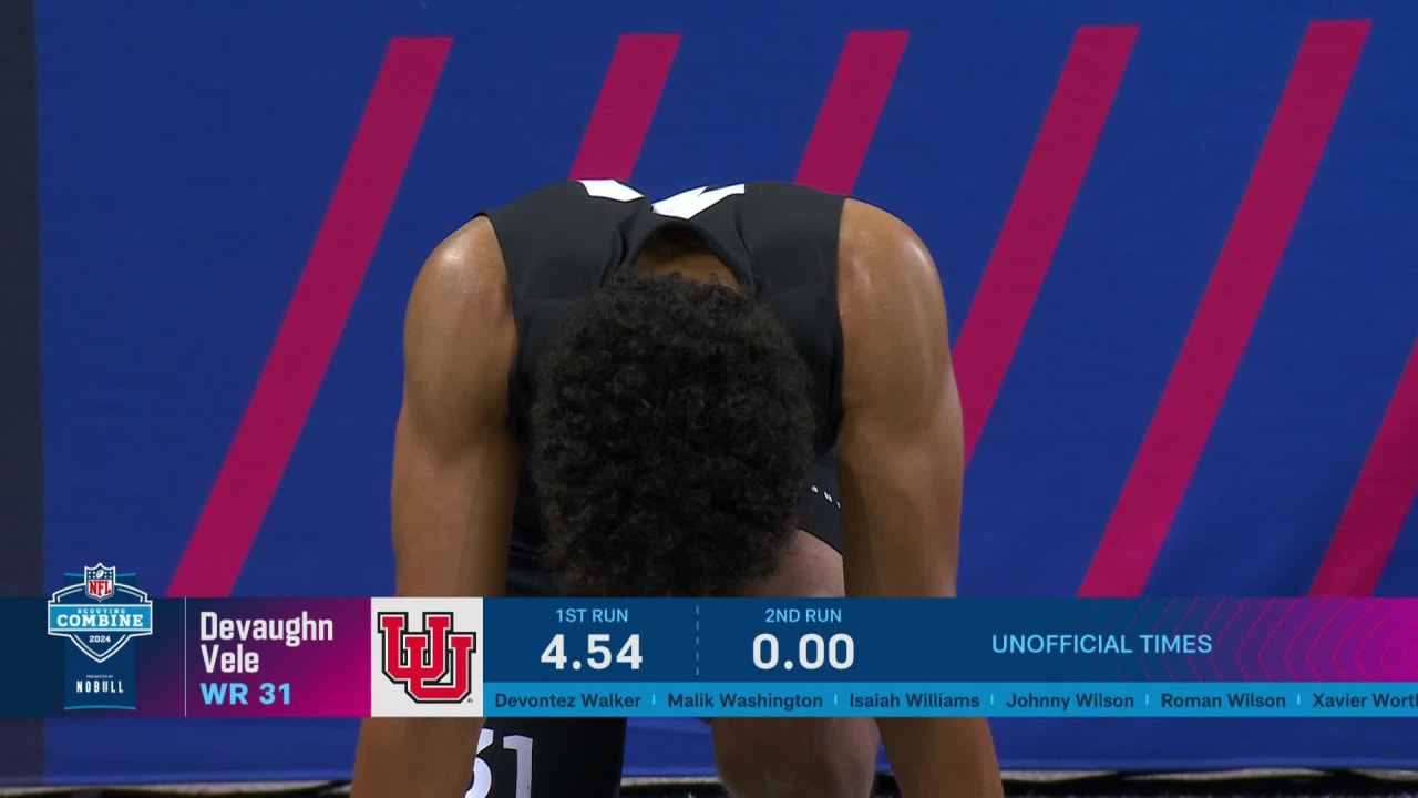 Wide receiver Devaughn Vele runs official 4.47-second 40-yard dash at ...