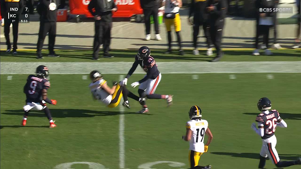 Pittsburgh Steelers wide receiver Ben Skowronek absorbs a hit-stick ...
