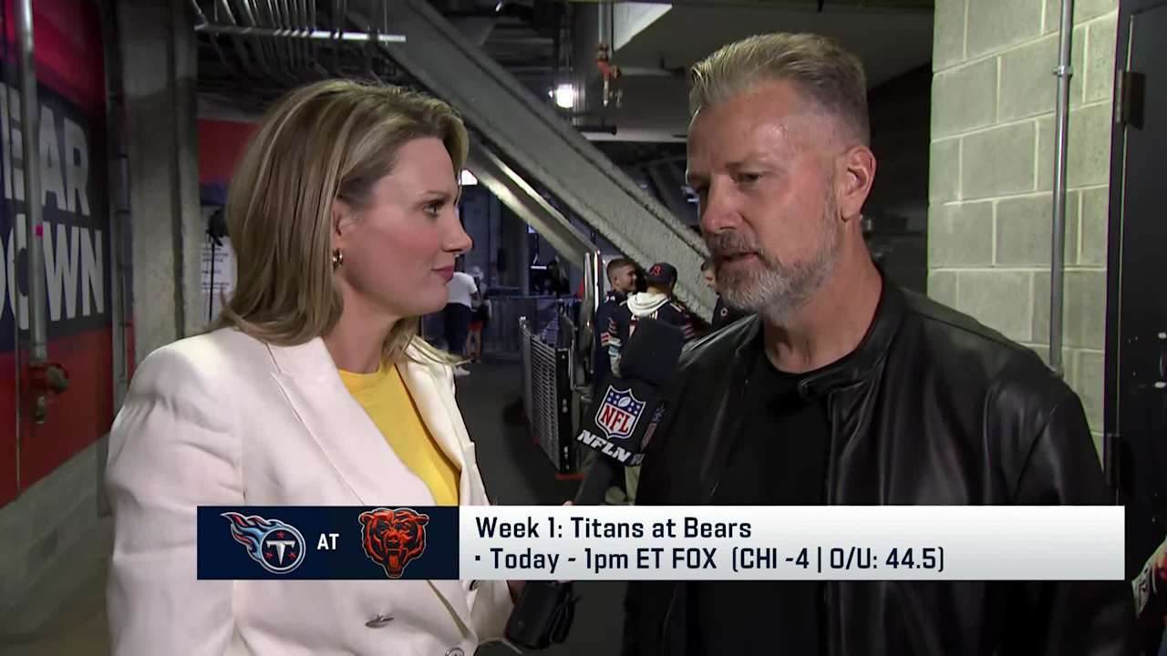 Chicago Bears head coach Matt Eberflus talks to Senior National ...