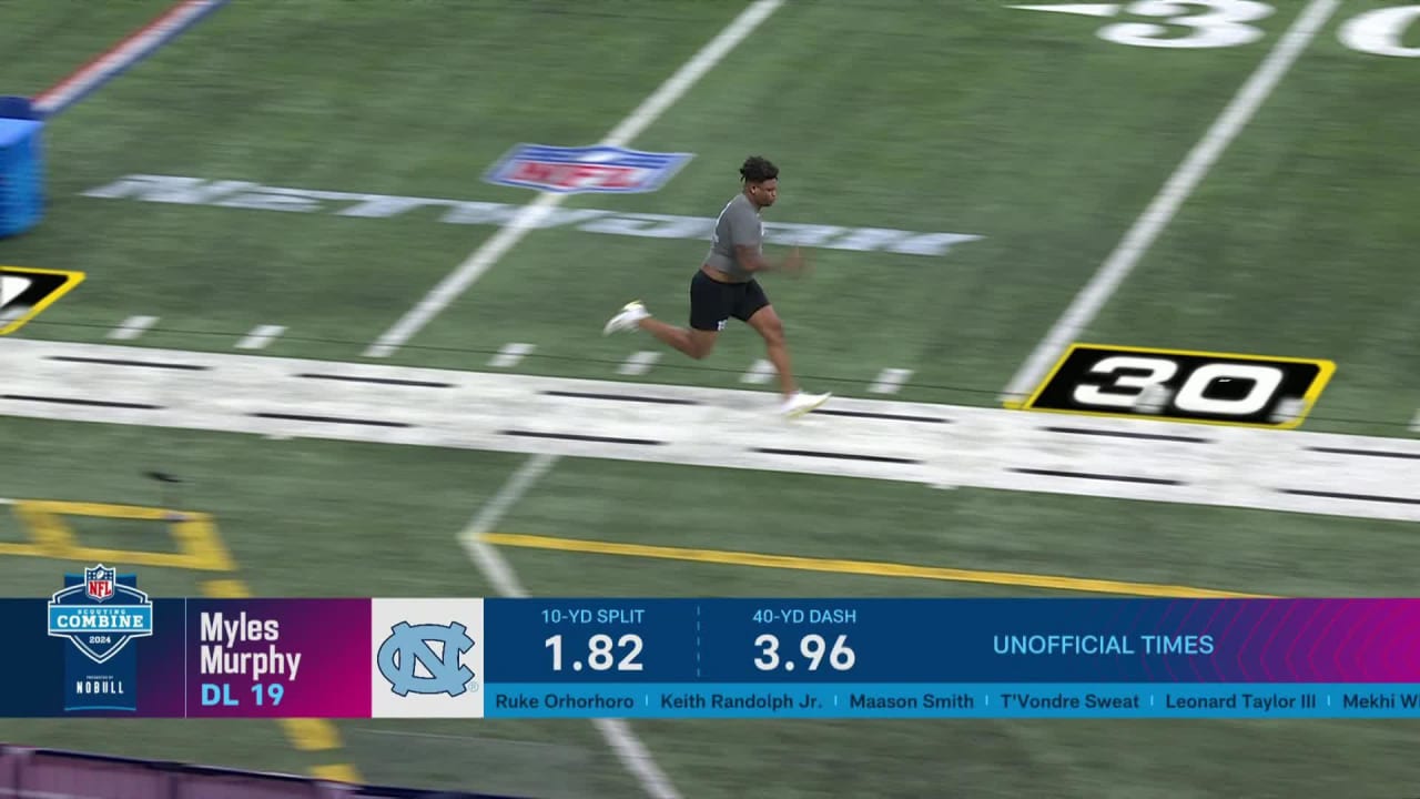 Defensive tackle Myles Murphy runs 40-yard dash at 2024 combine