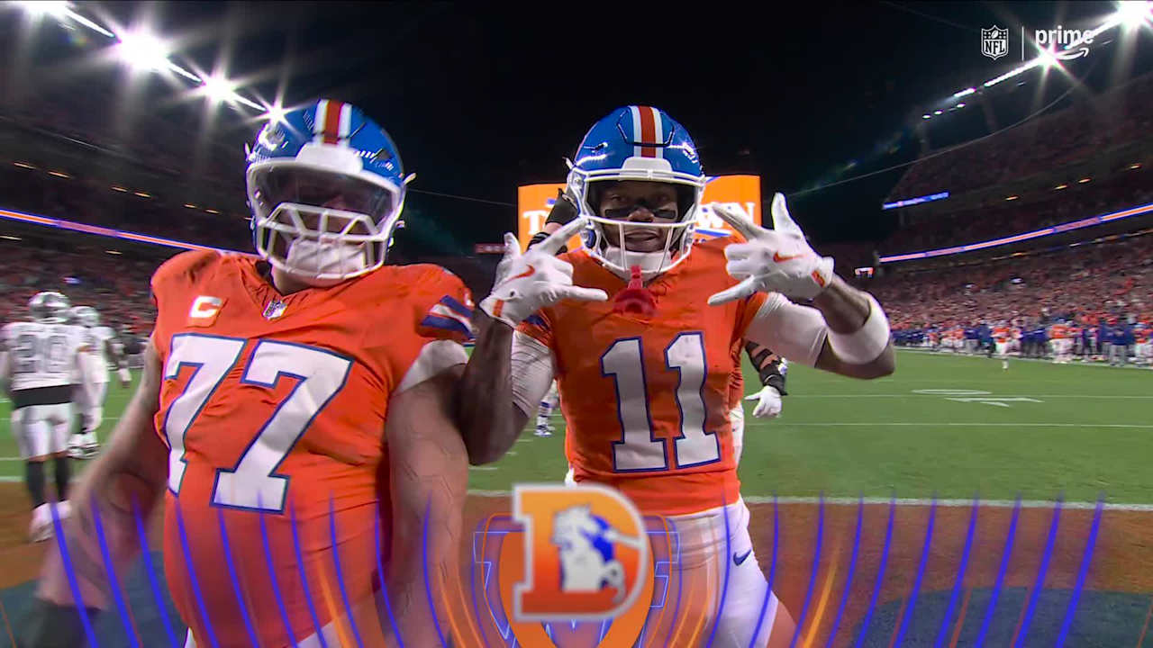 Denver Broncos quarterback Bo Nix's 7-yard touchdown strike to wide ...