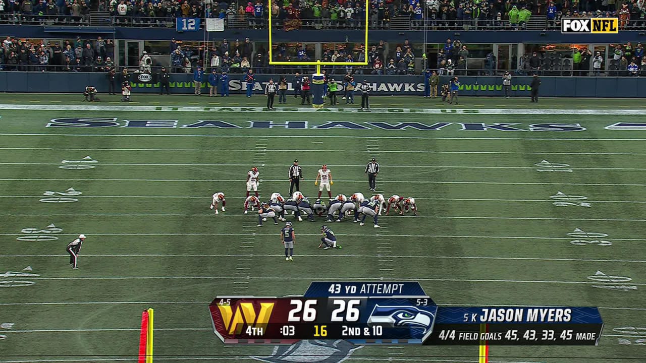 Seattle Seahawks kicker Jason Myers' 43-yard FG gives Seahawks 29-26 ...