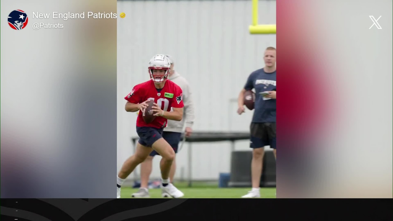 Quarterback Drake Maye delivers no-look pass at New England Patriots ...