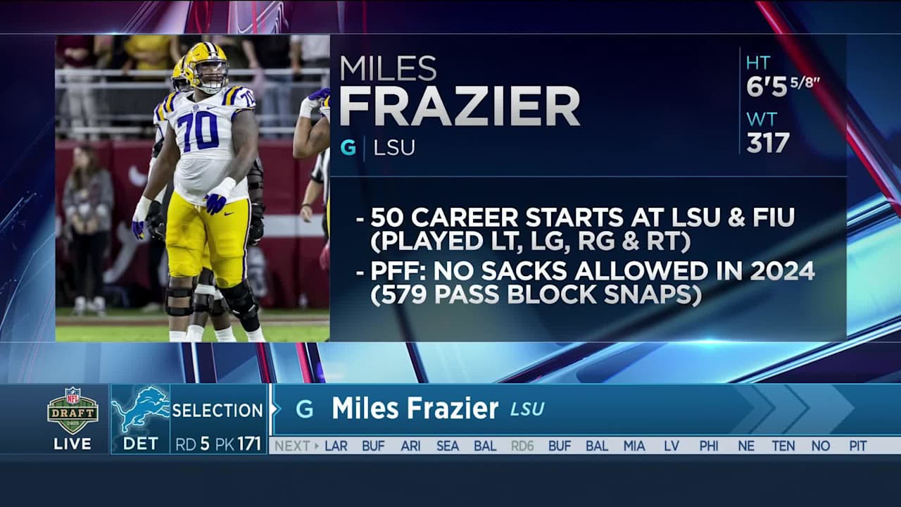 Detroit Lions select offensive guard Miles Frazier with No. 171 pick in ...