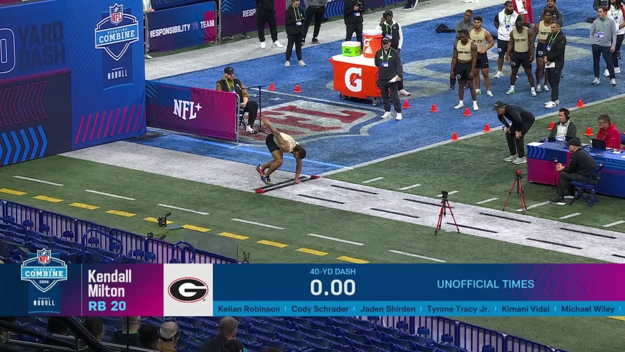 Running back Kendall Milton runs official 4.62-second 40-yard dash at ...