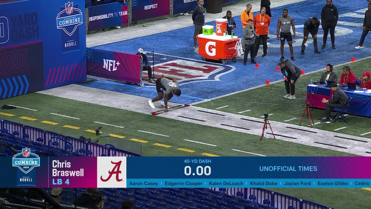 EDGE rusher Chris Braswell runs official 4.60-second 40-yard dash at 2024 NFL Scouting Combine