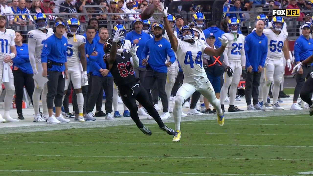 Los Angeles Rams cornerback Akhello Witherspoon bats away Arizona ...