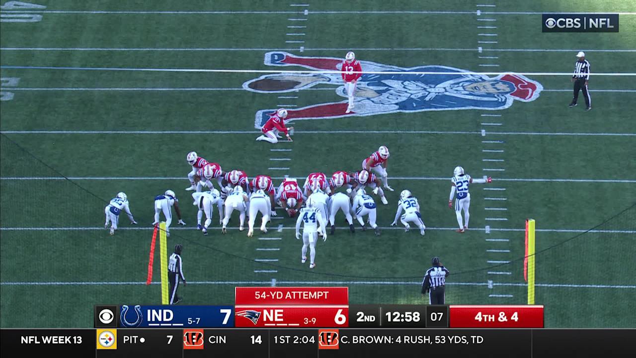 New England Patriots kicker Joey Slye makes good on a 54-yard field goal